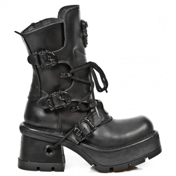New Rock Ladies Ankle Boots - Pure Black