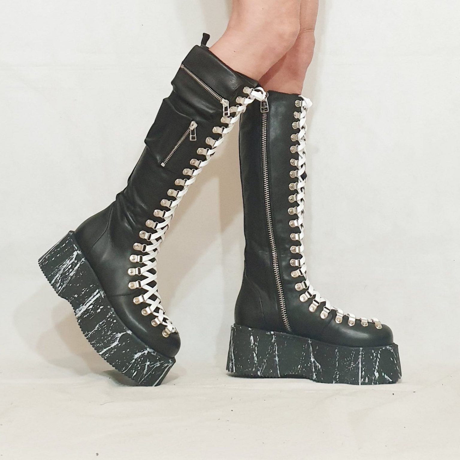 Handmade Black Gothic Boots - I Want It Black